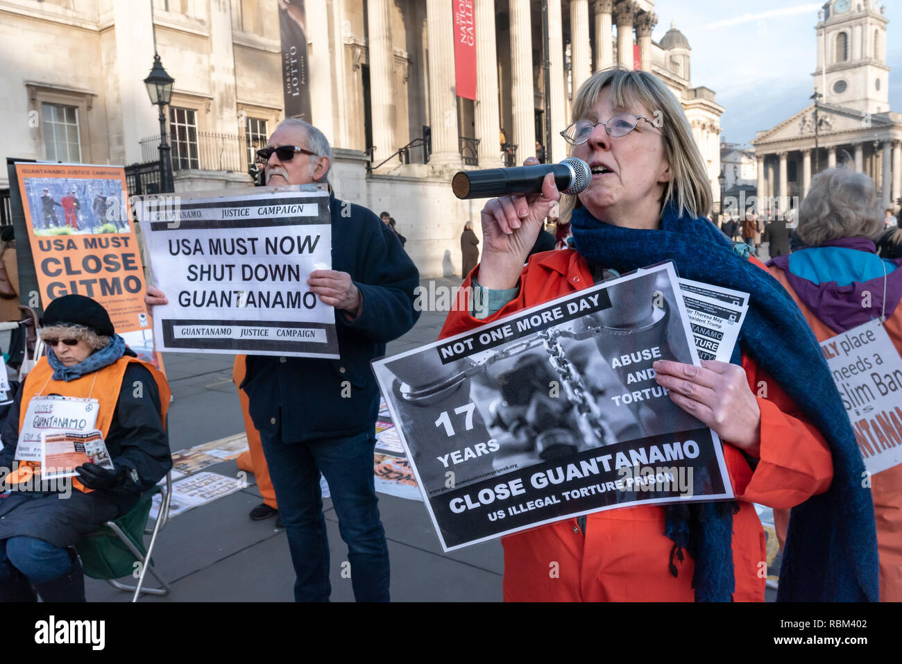 London, UK. 11th January 2019. A woman speaks at the protest by the the ...