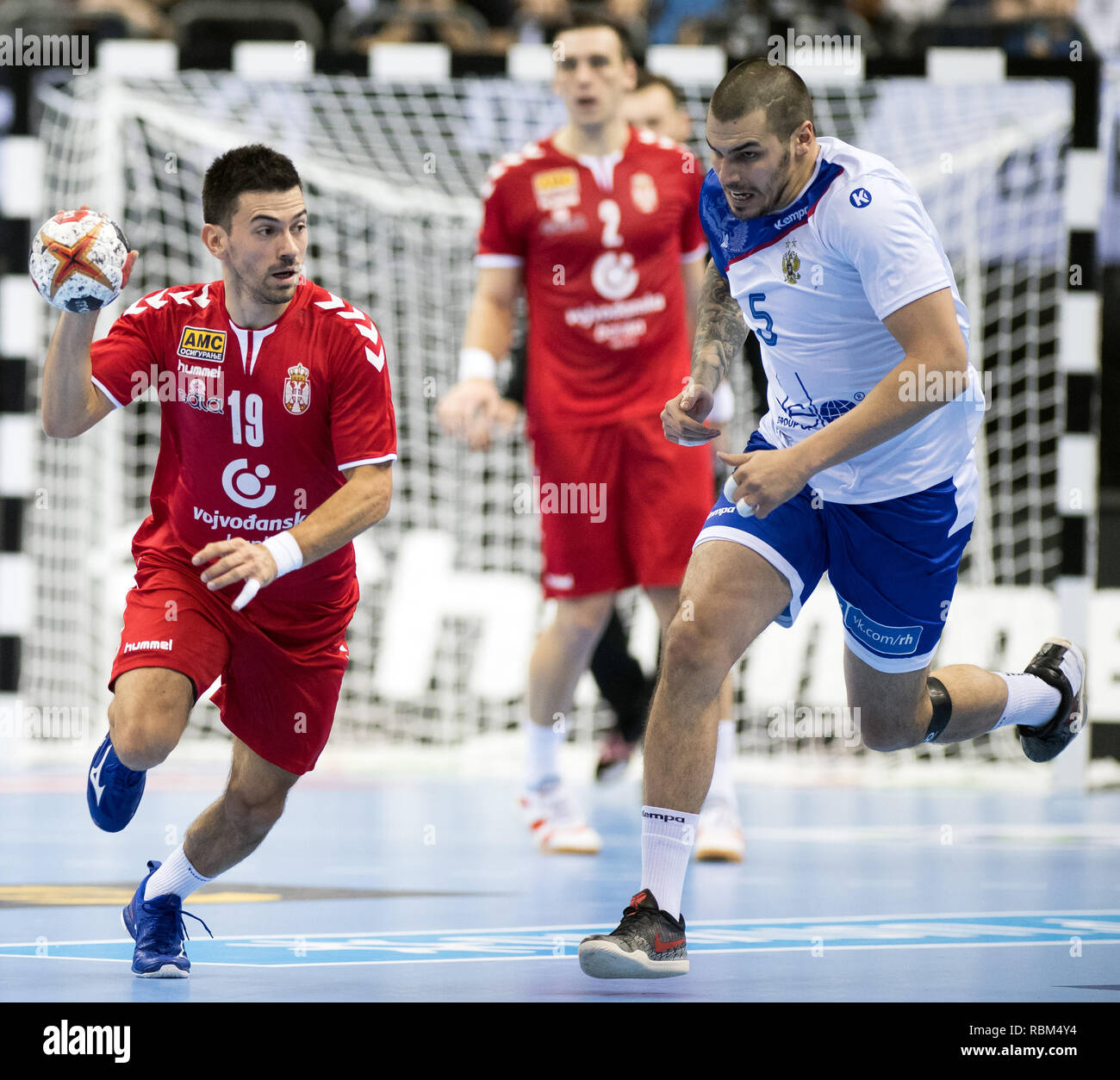 Berlin, Germany. 11th Jan, 2019. Handball: WM, Serbia - Russia, preliminary round, group A, 1st ...