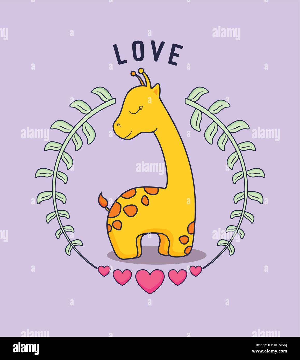 love card with cute giraffe vector illustration design Stock Vector ...