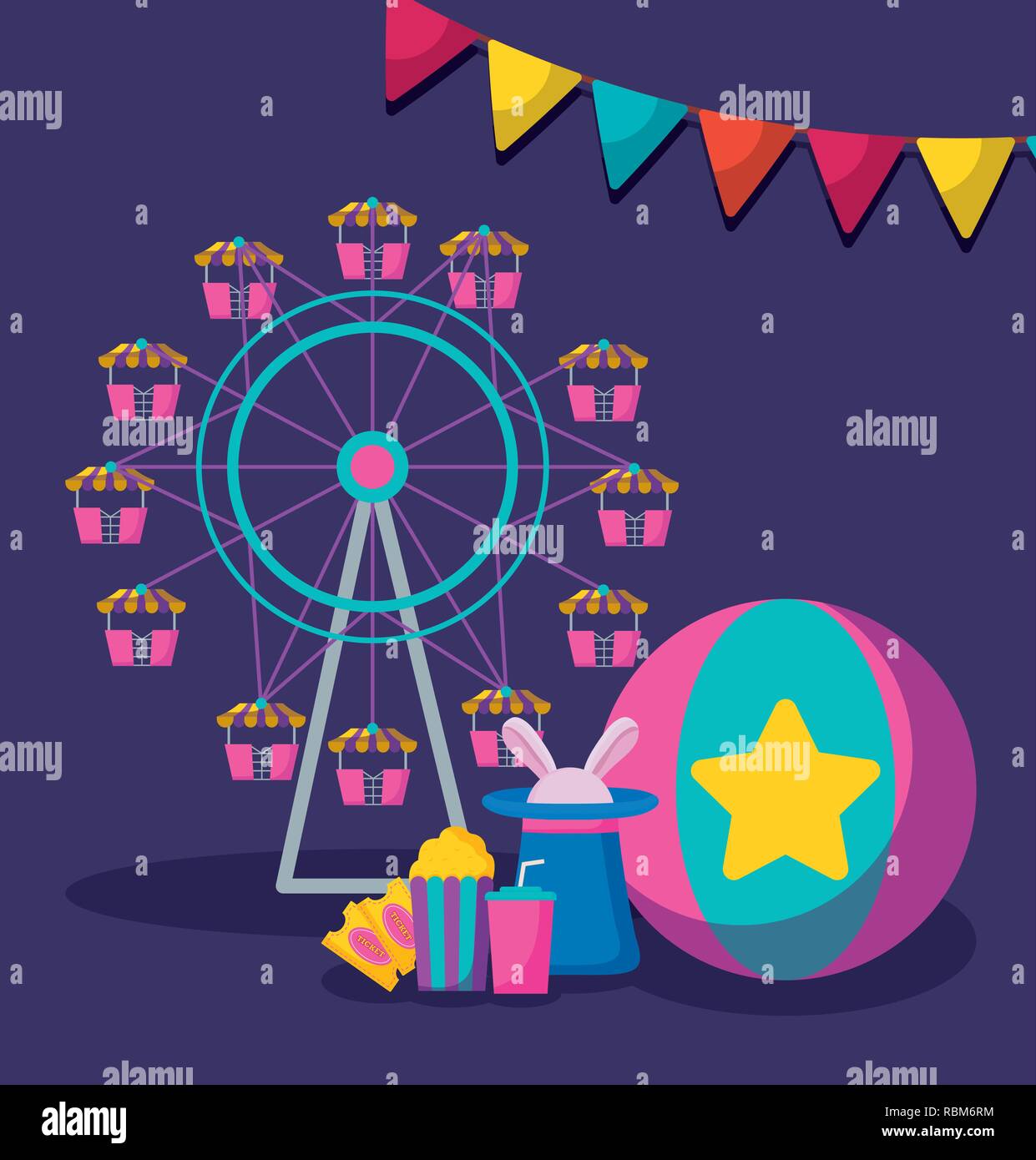 panoramic wheel of amusement park vector illustration design Stock ...