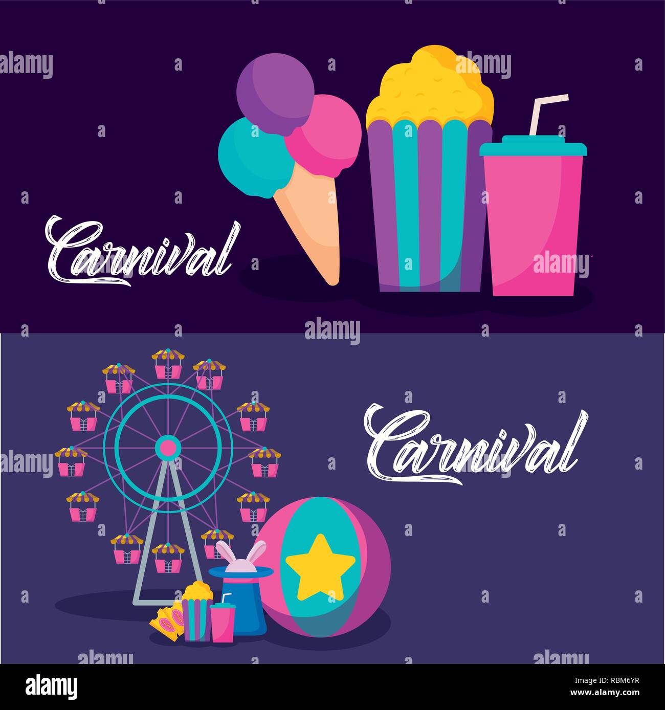 carnival celebration infographic icons vector illustration design Stock ...