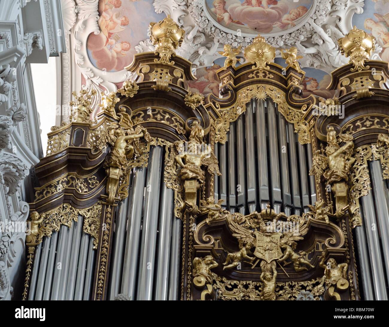 The amazing organ at St. Stephan's Cathedral in Passau, Germany Stock ...