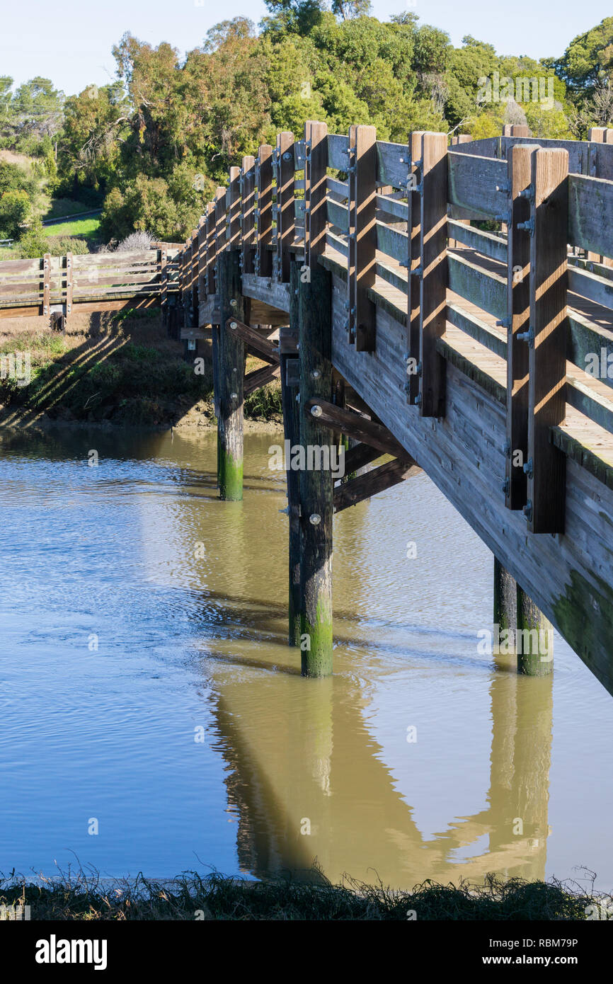 Bridge in Don Edwards wildlife refuge, Fremont, San Francisco bay area ...
