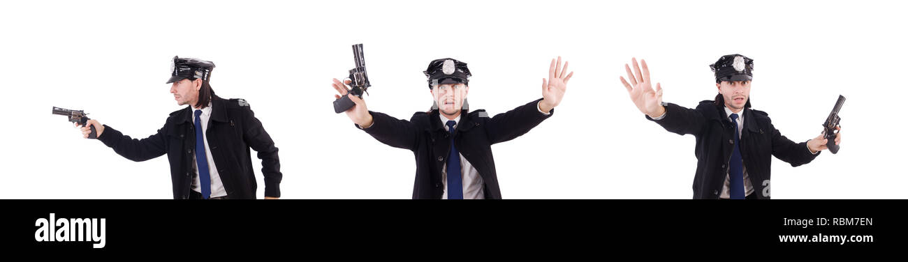 Police officer isolated on white Stock Photo - Alamy