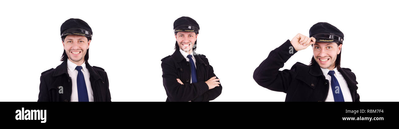 Funny pilot isolated on white Stock Photo - Alamy