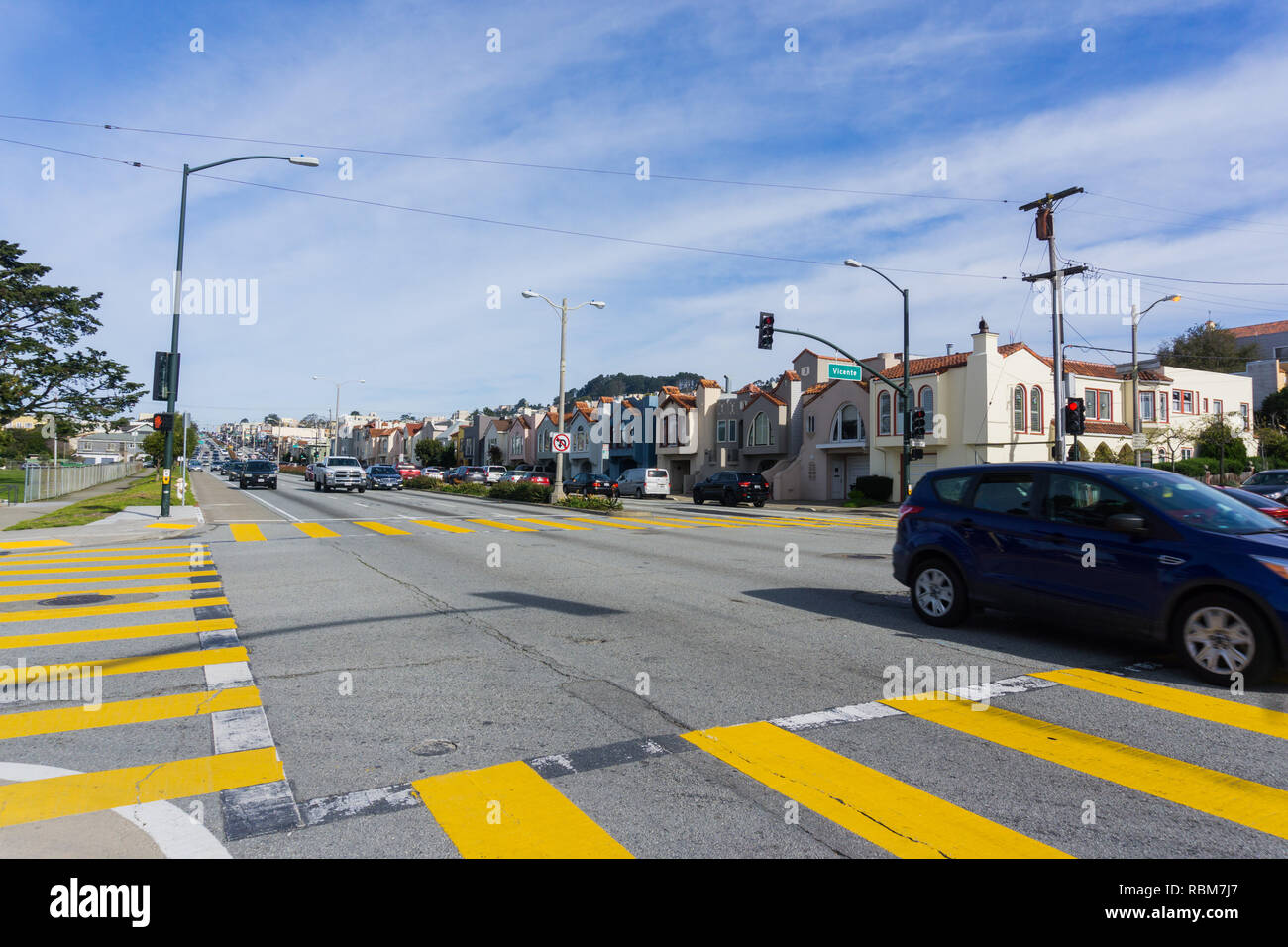 Crosswalks in a residential areas of San Francisco, California Stock ...