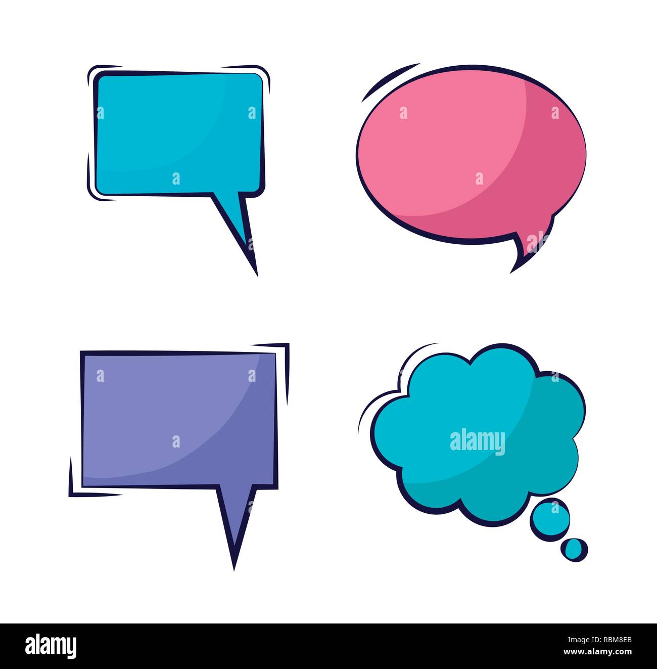 set of speech bubbles pop art style vector illustration design Stock ...