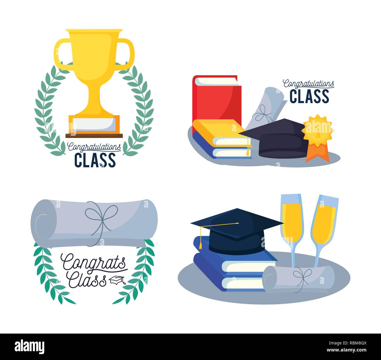 graduation class card set icons vector illustration design Stock Vector ...