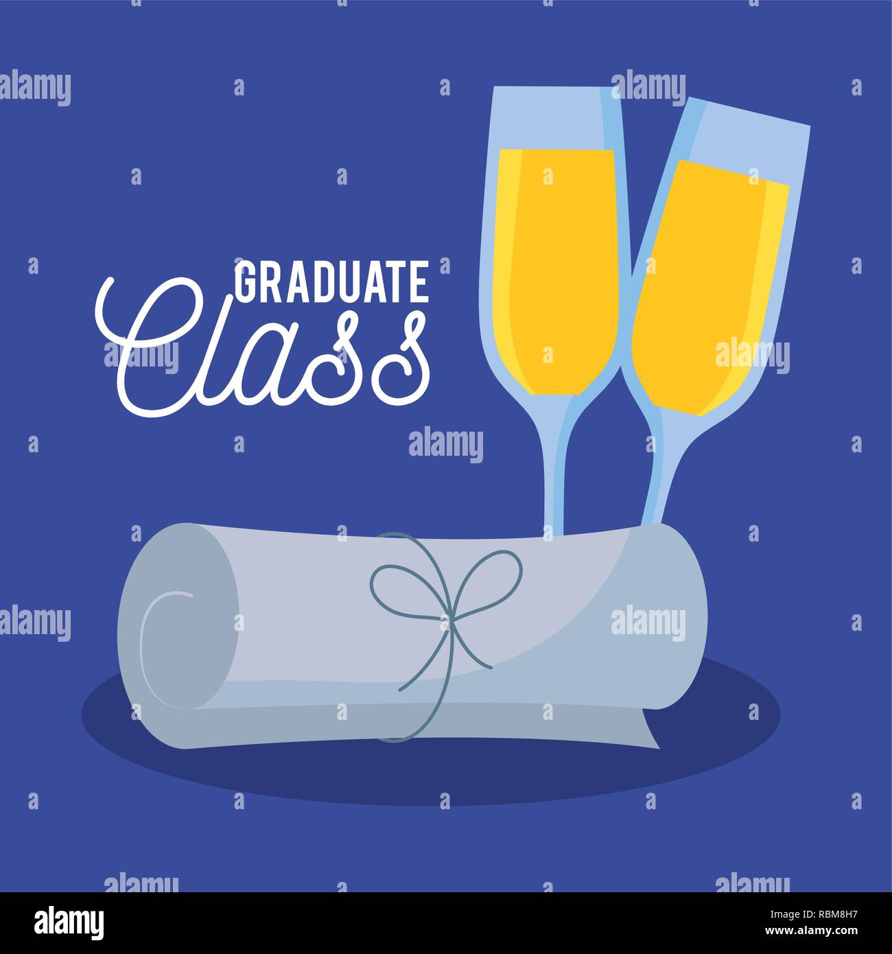 graduation class celebration card with diploma vector illustration ...