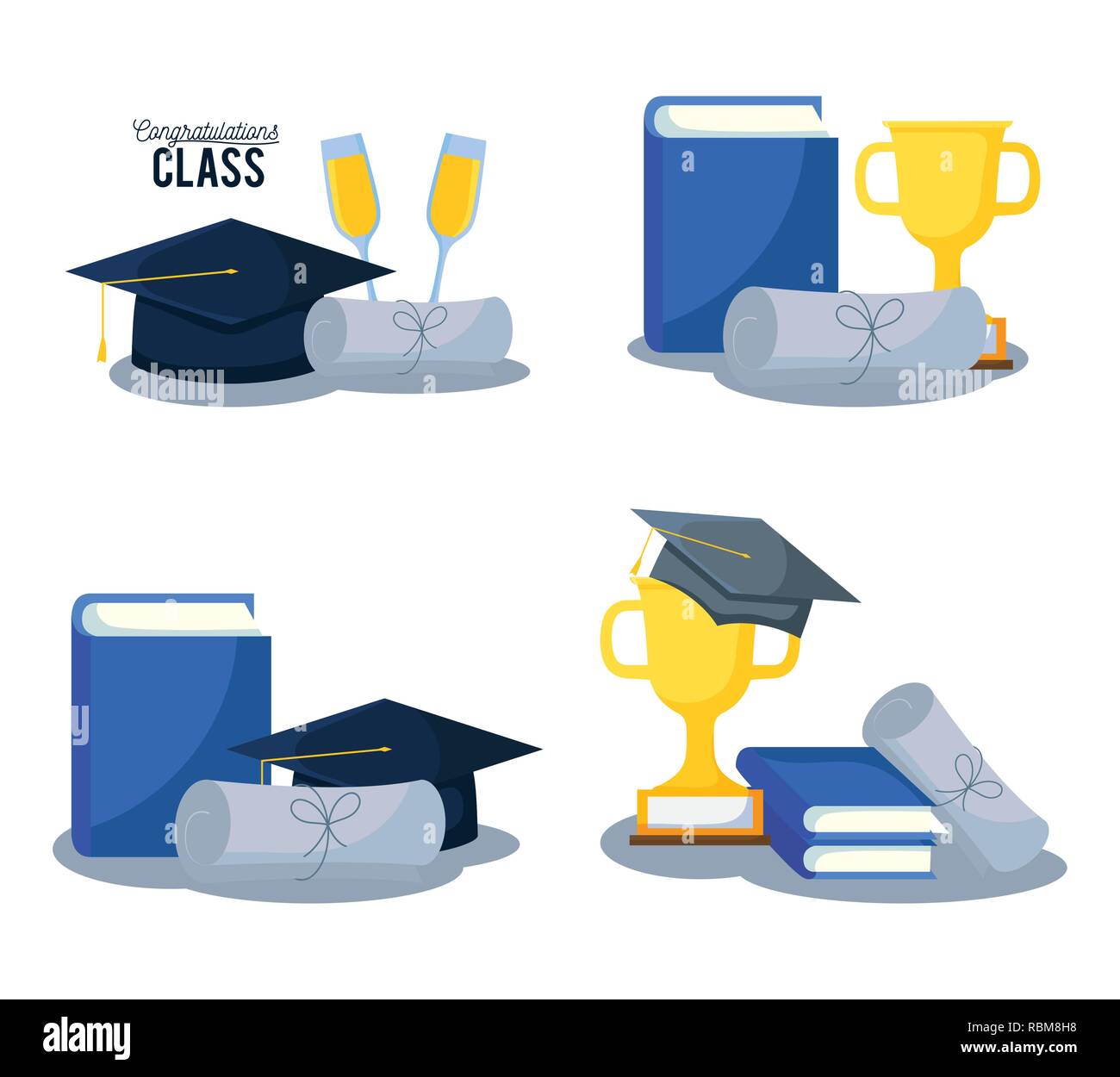 graduation class card set icons vector illustration design Stock Vector ...