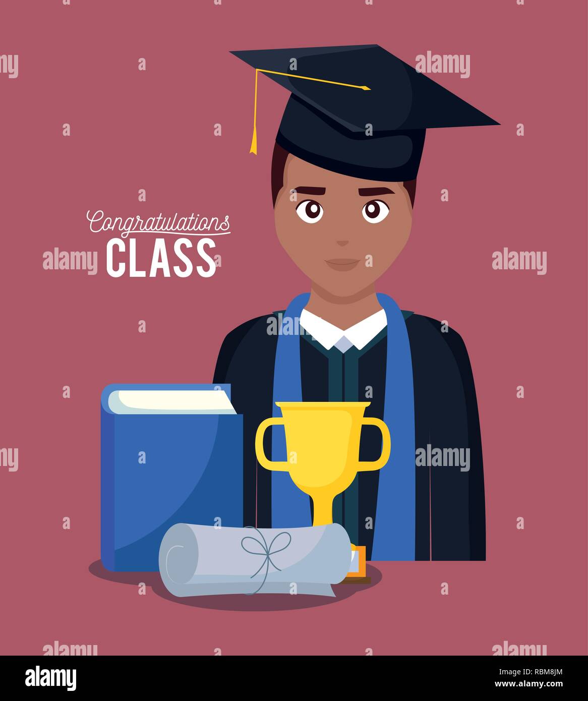 graduation class celebration card with graduated boy vector ...