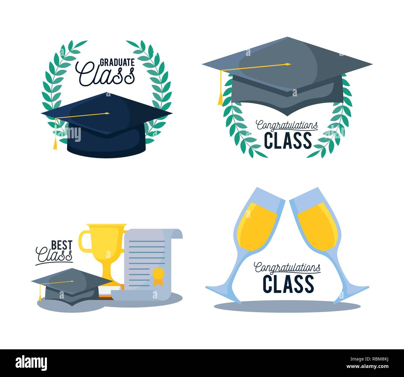graduation class card set icons vector illustration design Stock Vector ...