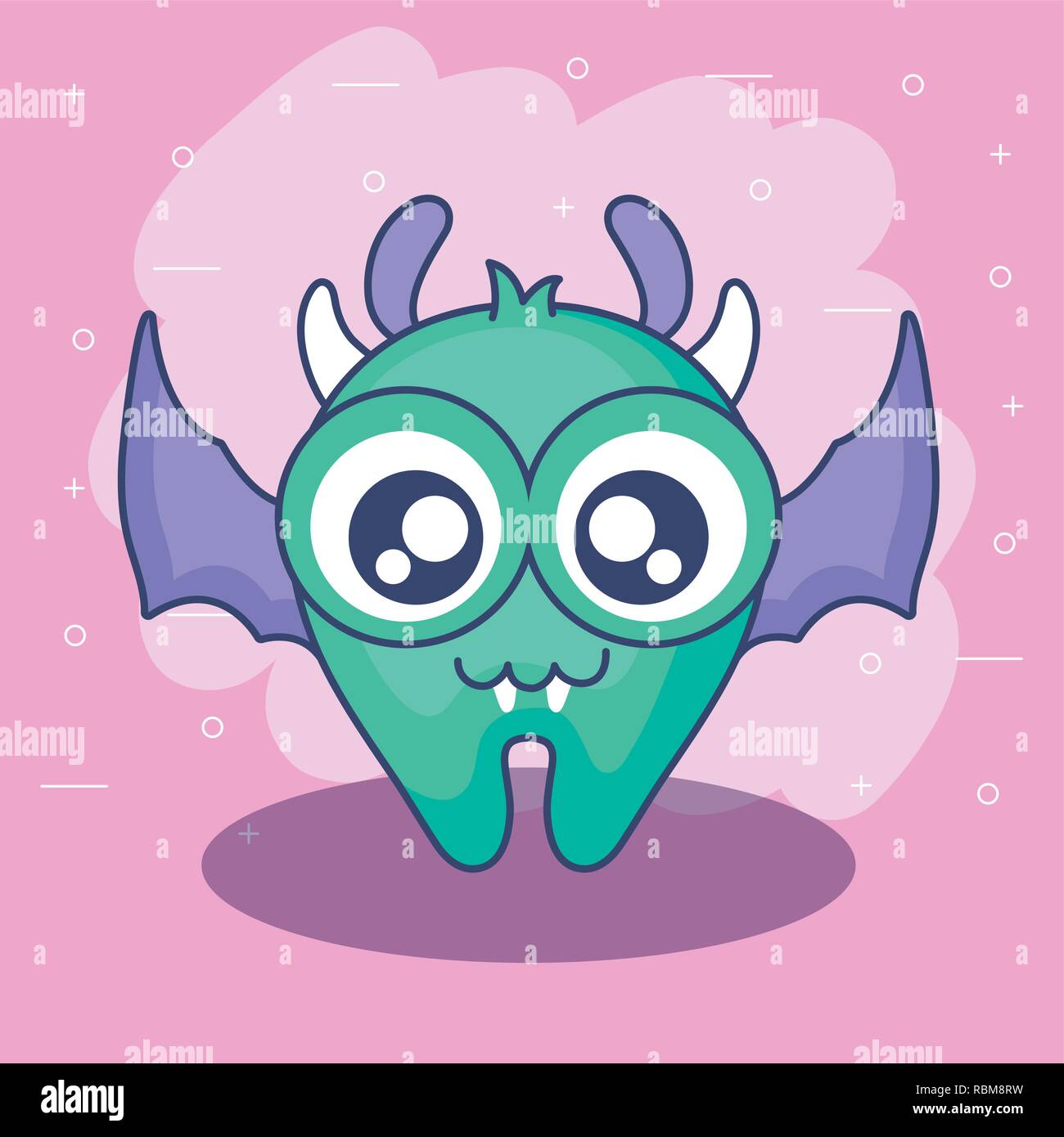 cute monster card with wings flying vector illustration design Stock ...