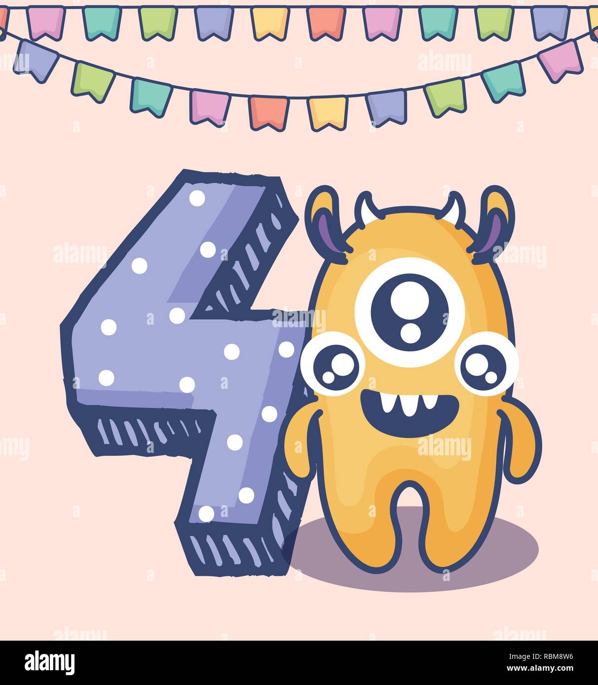 Cartoon illustration number four monster hi-res stock photography and ...