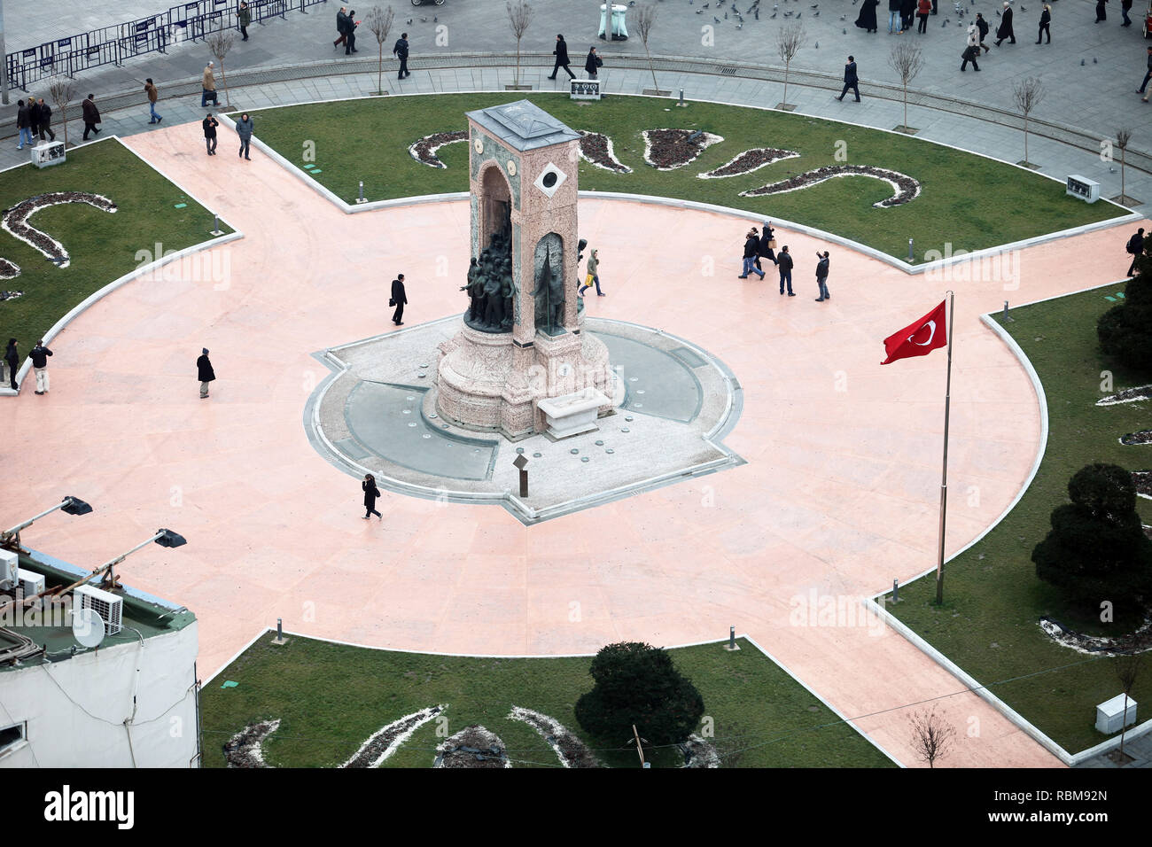 Taksim Square panoramic view and Republic Monument in Istanbul, Turkey ...
