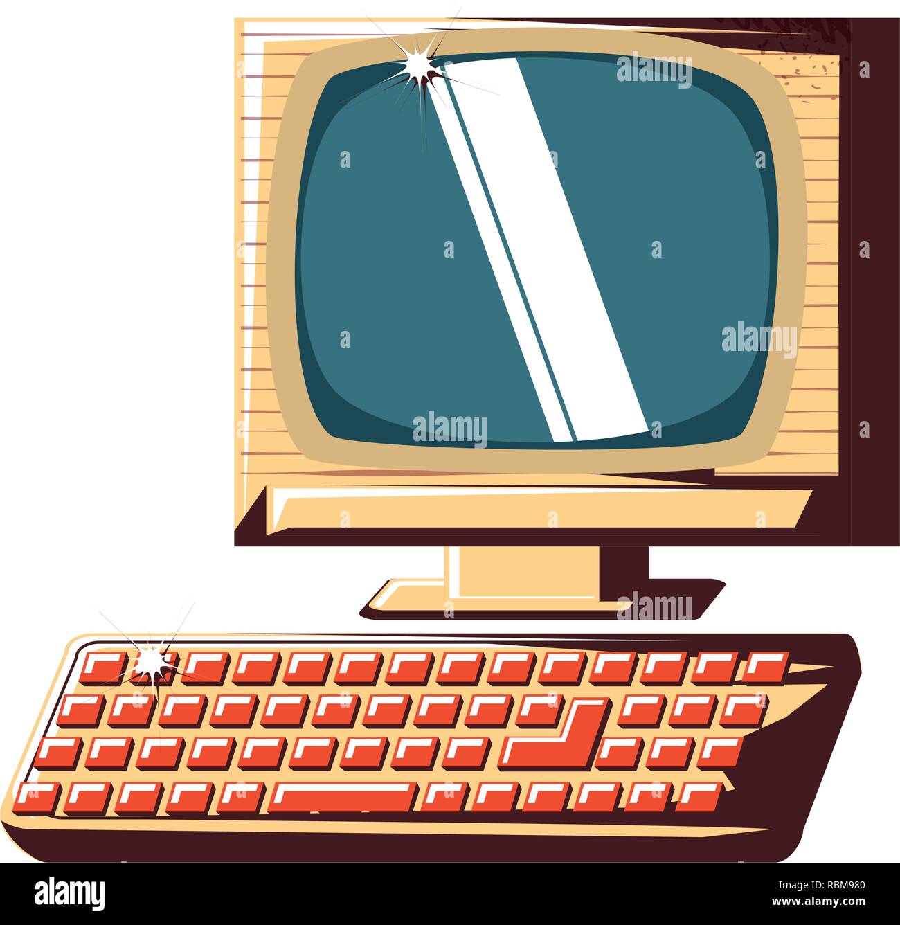 retro desktop computer device vector illustration design Stock Vector ...