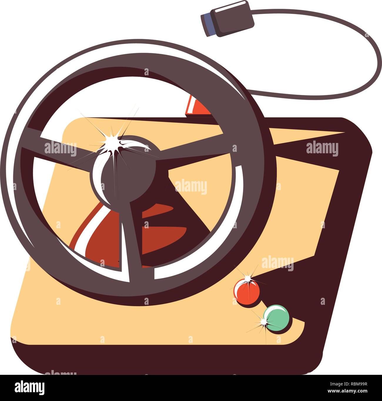 retro car wheel video game control vector illustration design Stock ...
