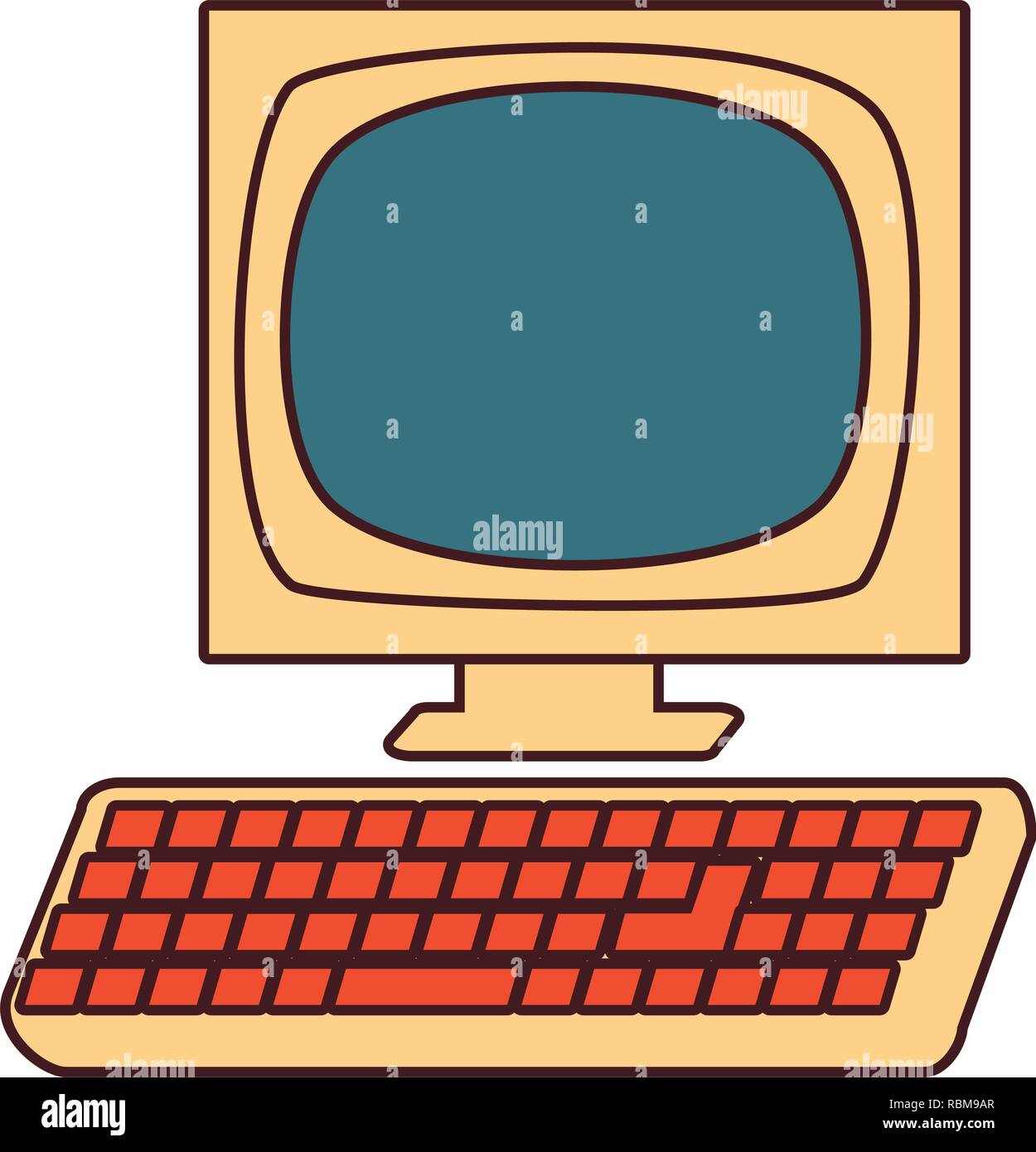 retro desktop computer device vector illustration design Stock Vector ...