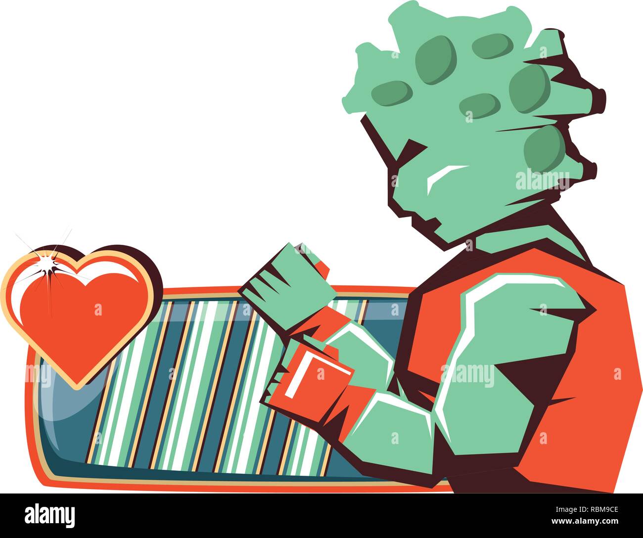 life bar with heart and alien vector illustration design Stock Vector ...