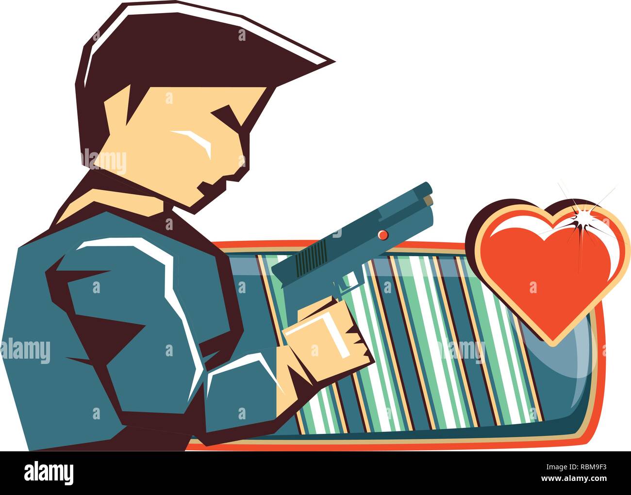 life bar and man with gun vector illustration design Stock Vector Image ...