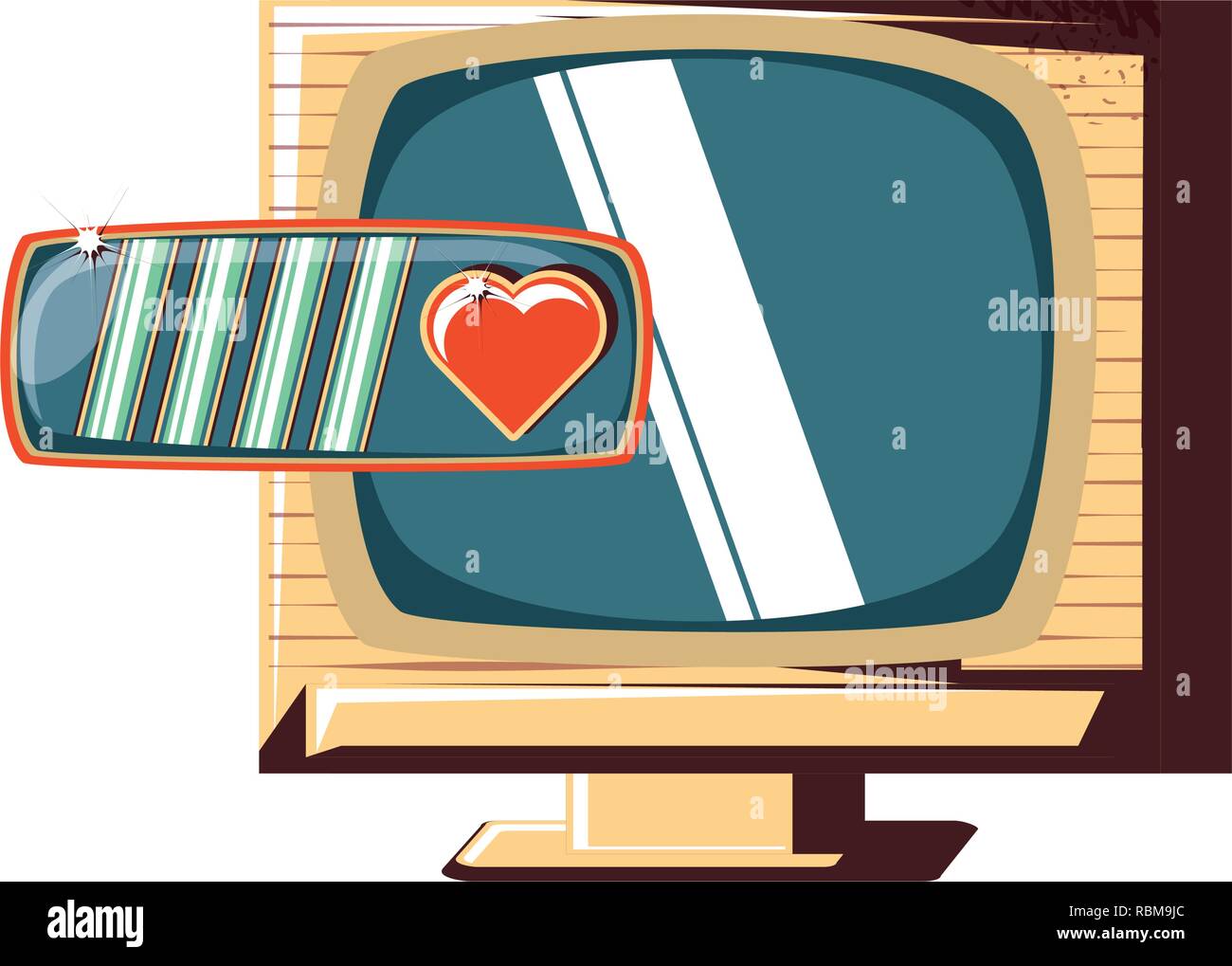 life bar and heart with tv retro vector illustration design Stock ...
