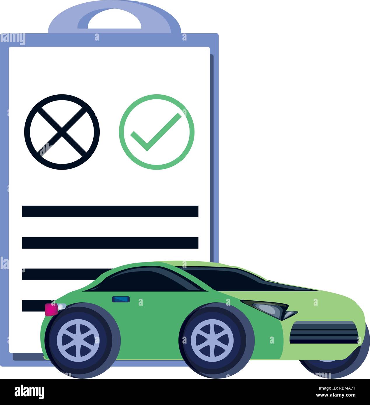 car sedan with clipboard checklist vector illustration design Stock ...
