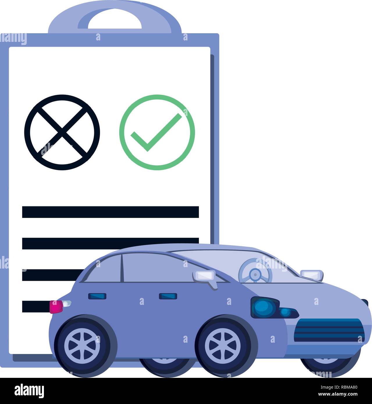 car sedan with clipboard checklist vector illustration design Stock ...