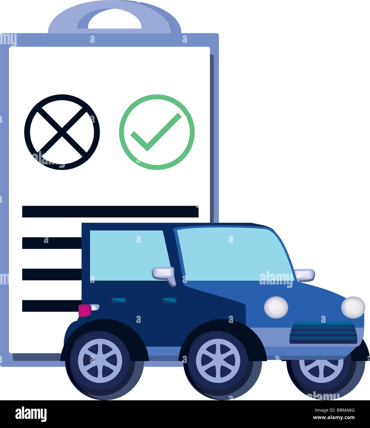car jeep with clipboard checklist vector illustration design Stock ...