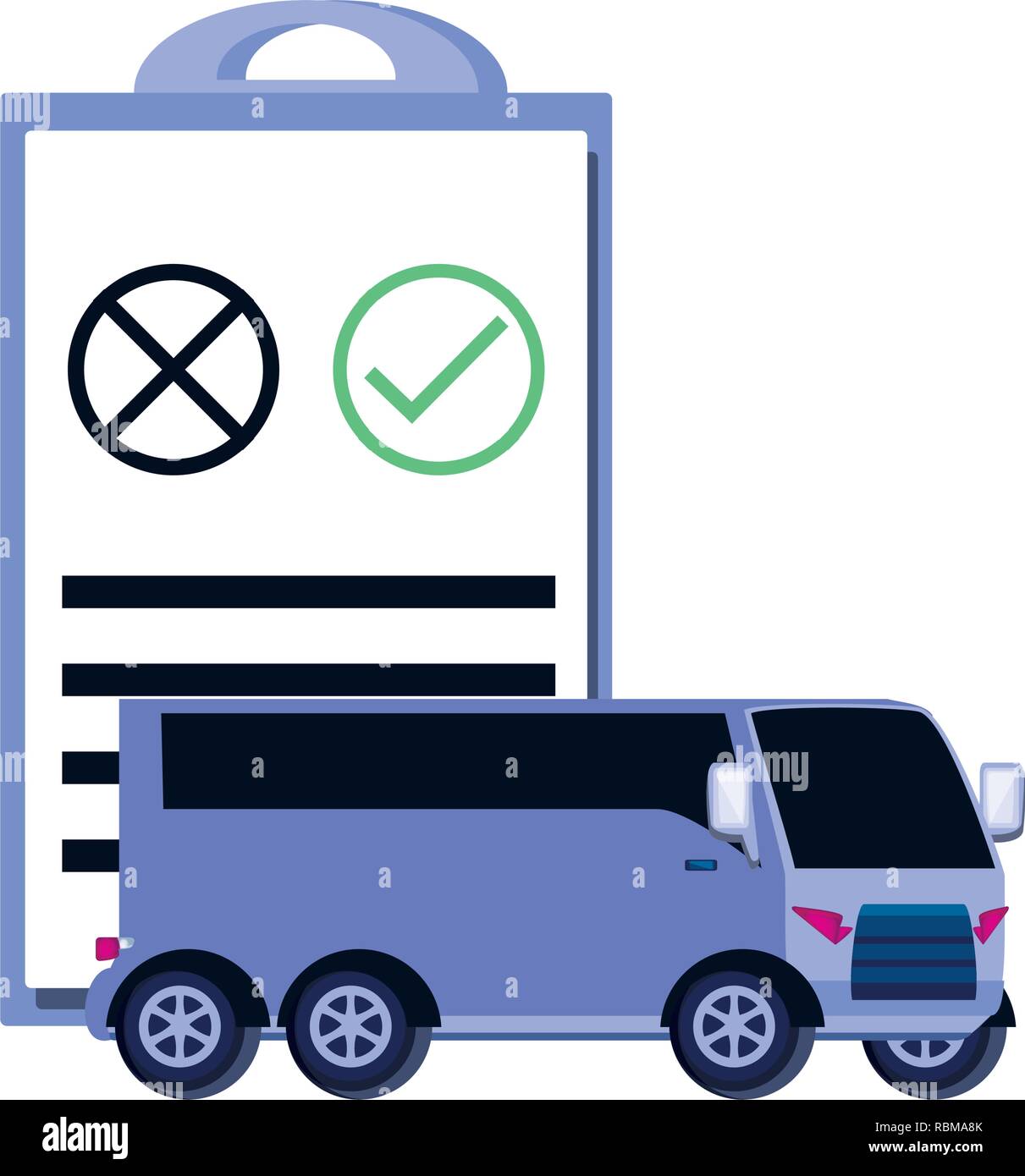 bus transportation with clipboard checklist vector illustration design ...