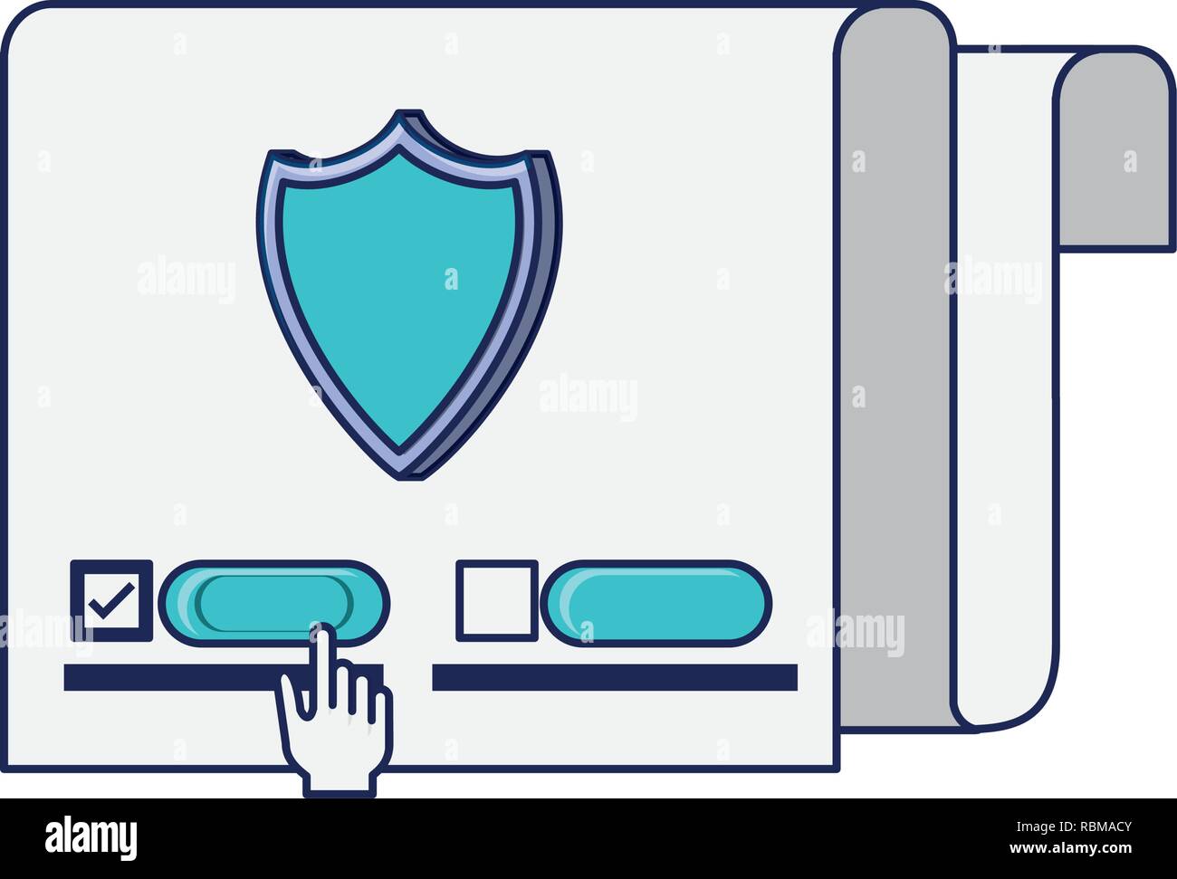 document paper with shield vector illustration design Stock Vector ...