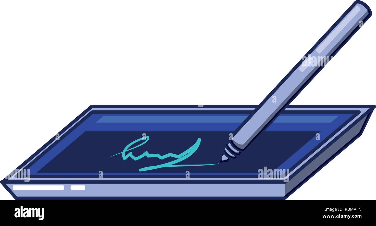 tablet for digital signature with pen vector illustration design Stock ...