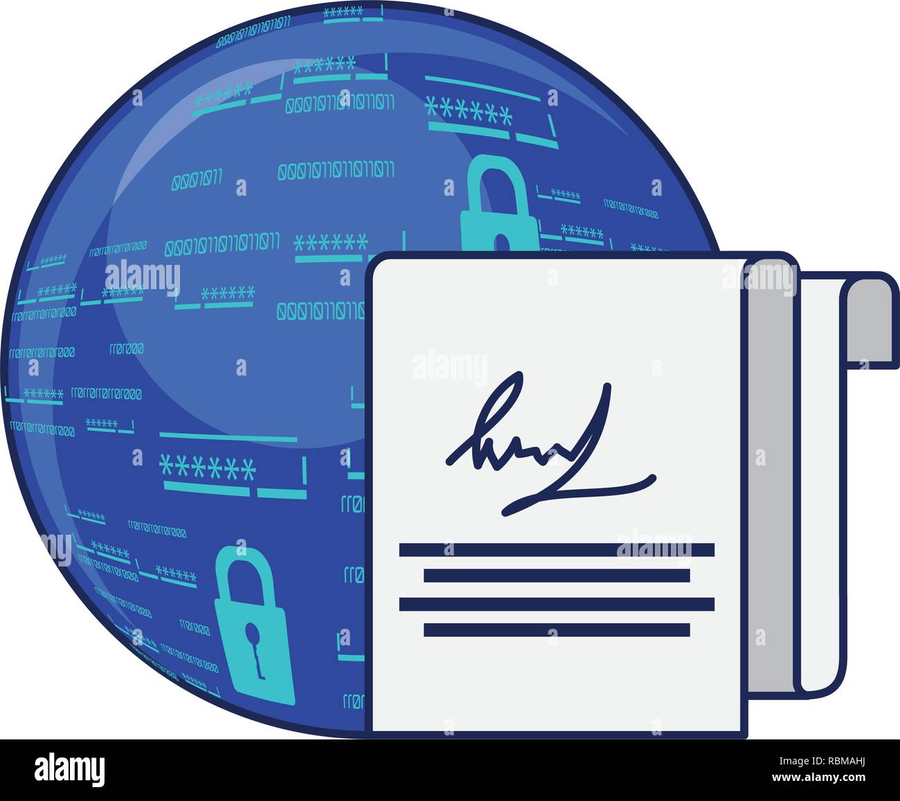 sphere browser with contract document vector illustration design Stock ...