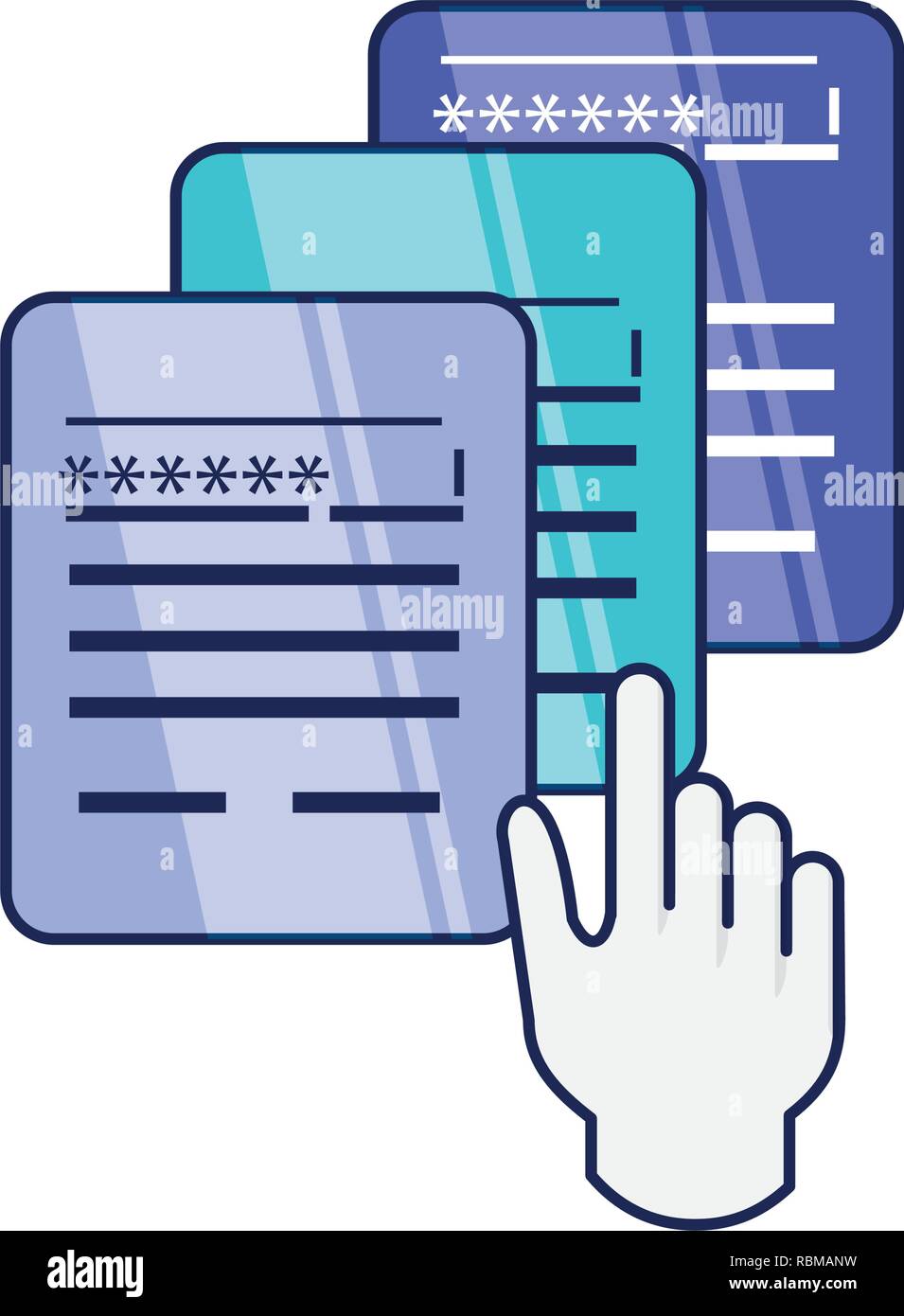 document paper format with password and hand vector illustration design ...