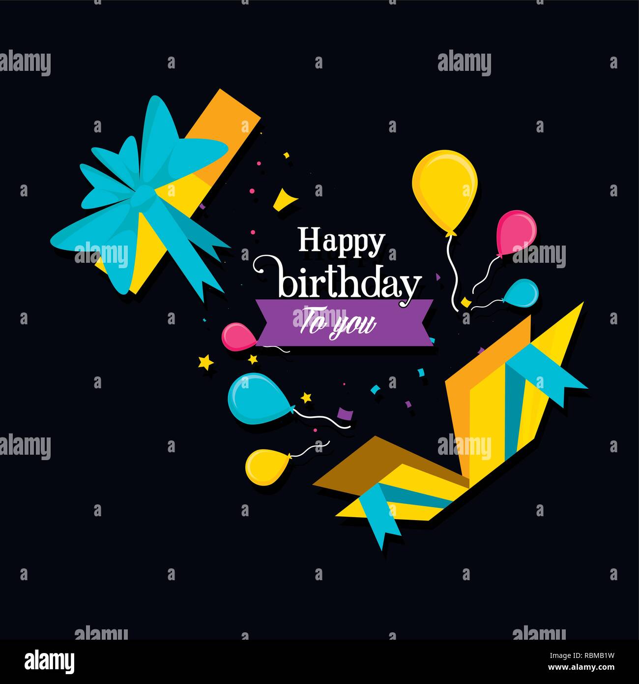 birthday explosive gift with balloons air vector illustration design ...