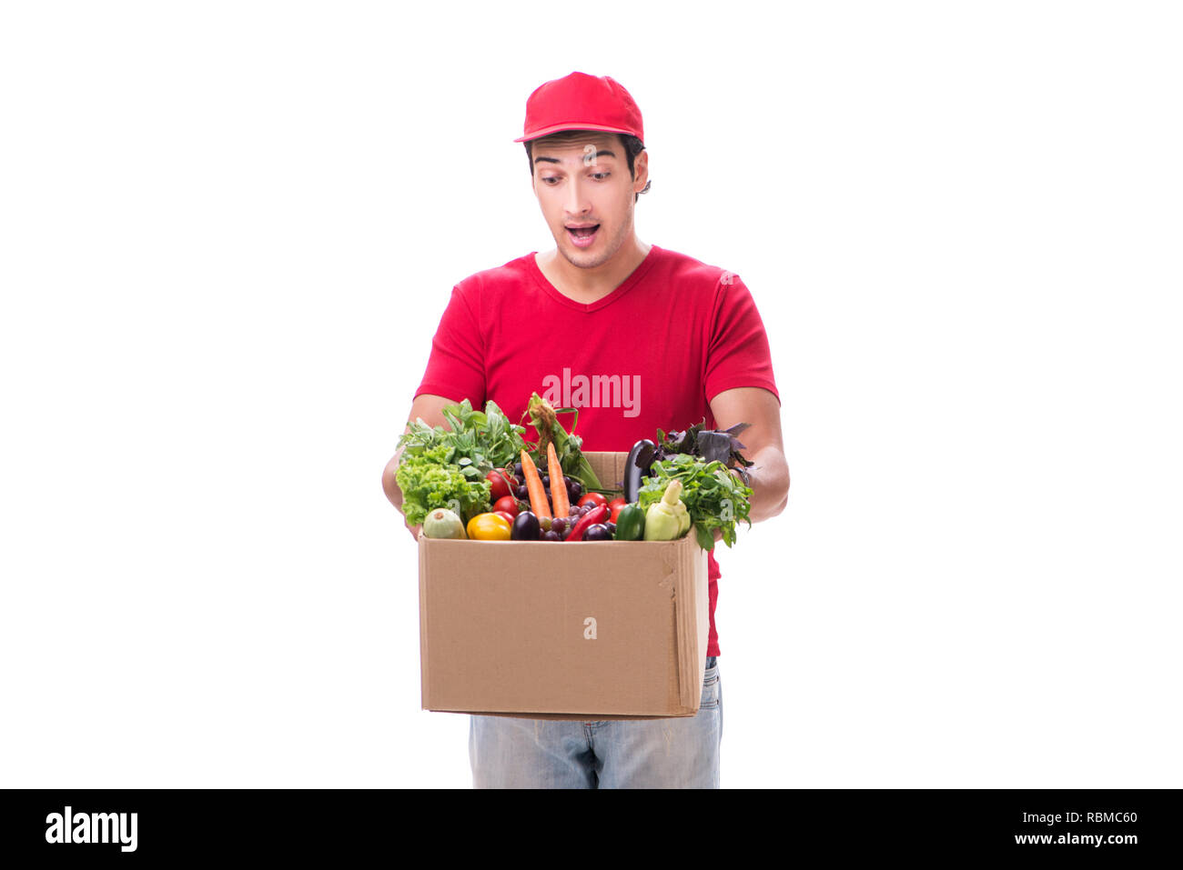 Concept of shopping delivery isolated on white background Stock Photo ...
