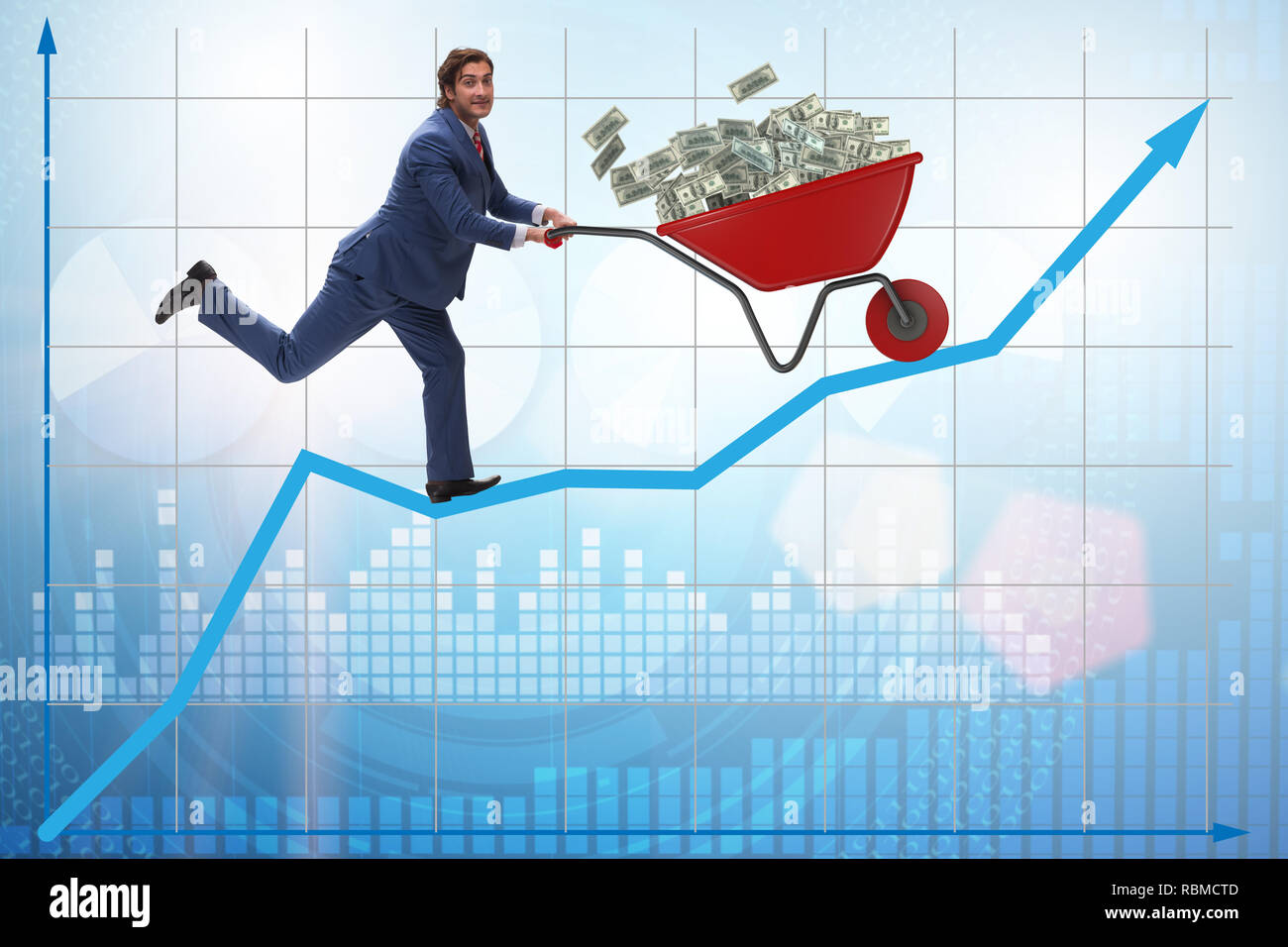 Man pushing wheelbarrow full money hi-res stock photography and images ...