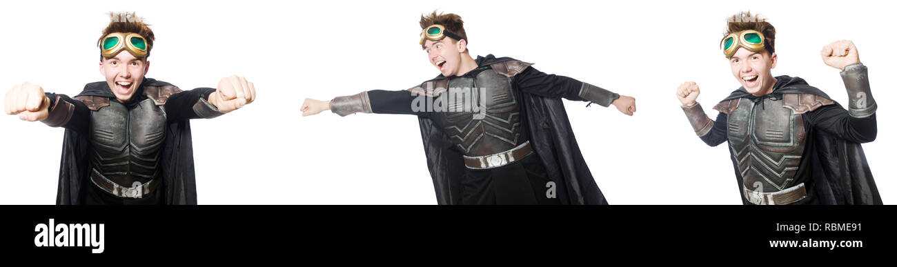 Young funny man in armour suit Stock Photo - Alamy