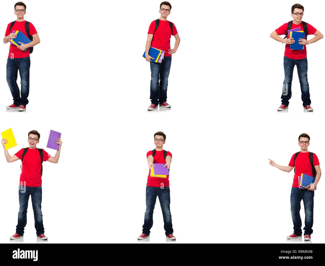Young student with backpack isolated on white Stock Photo - Alamy