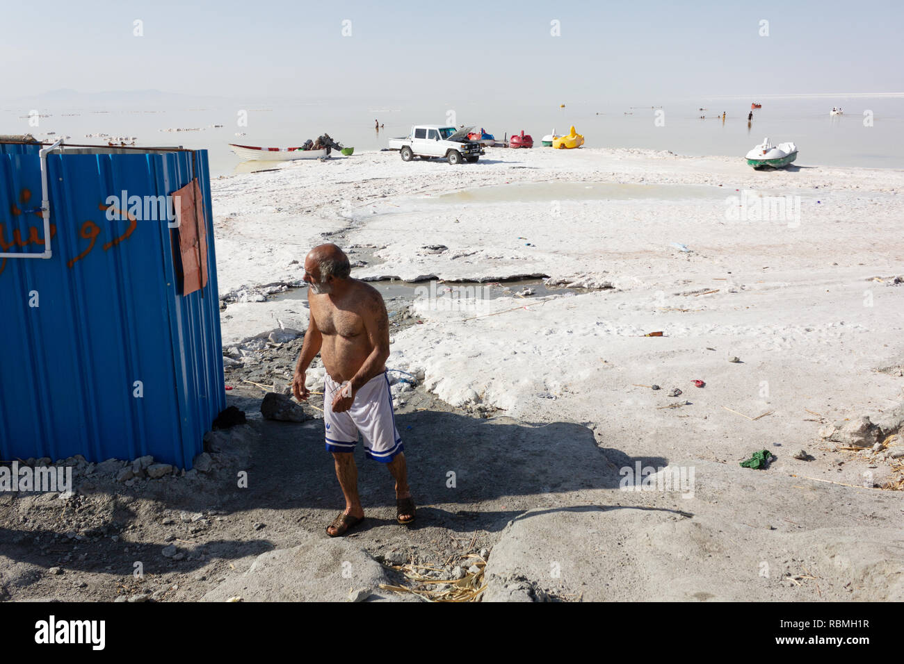 The beach of salt Urmia Lake, West Azerbaijan province, Iran Stock ...