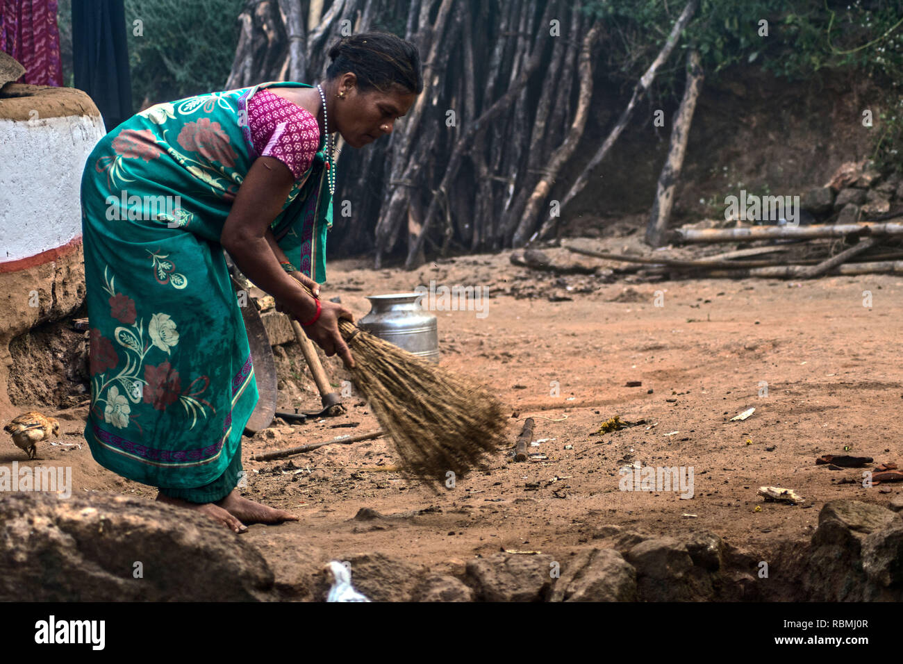 Indian Woman Sweeping High Resolution Stock Photography and Images - Alamy