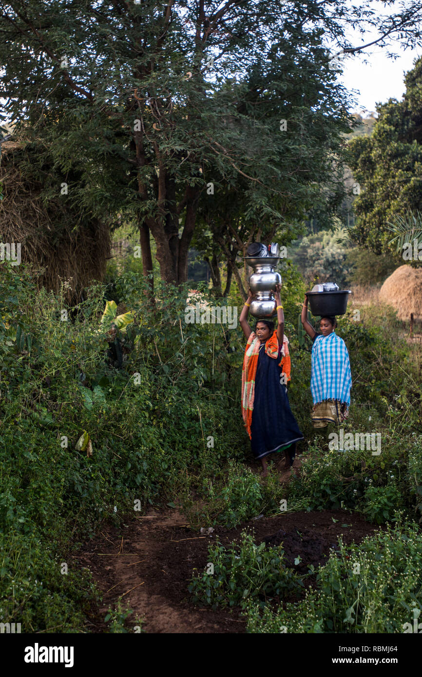 Indian woman holding water pot hi-res stock photography and images - Alamy