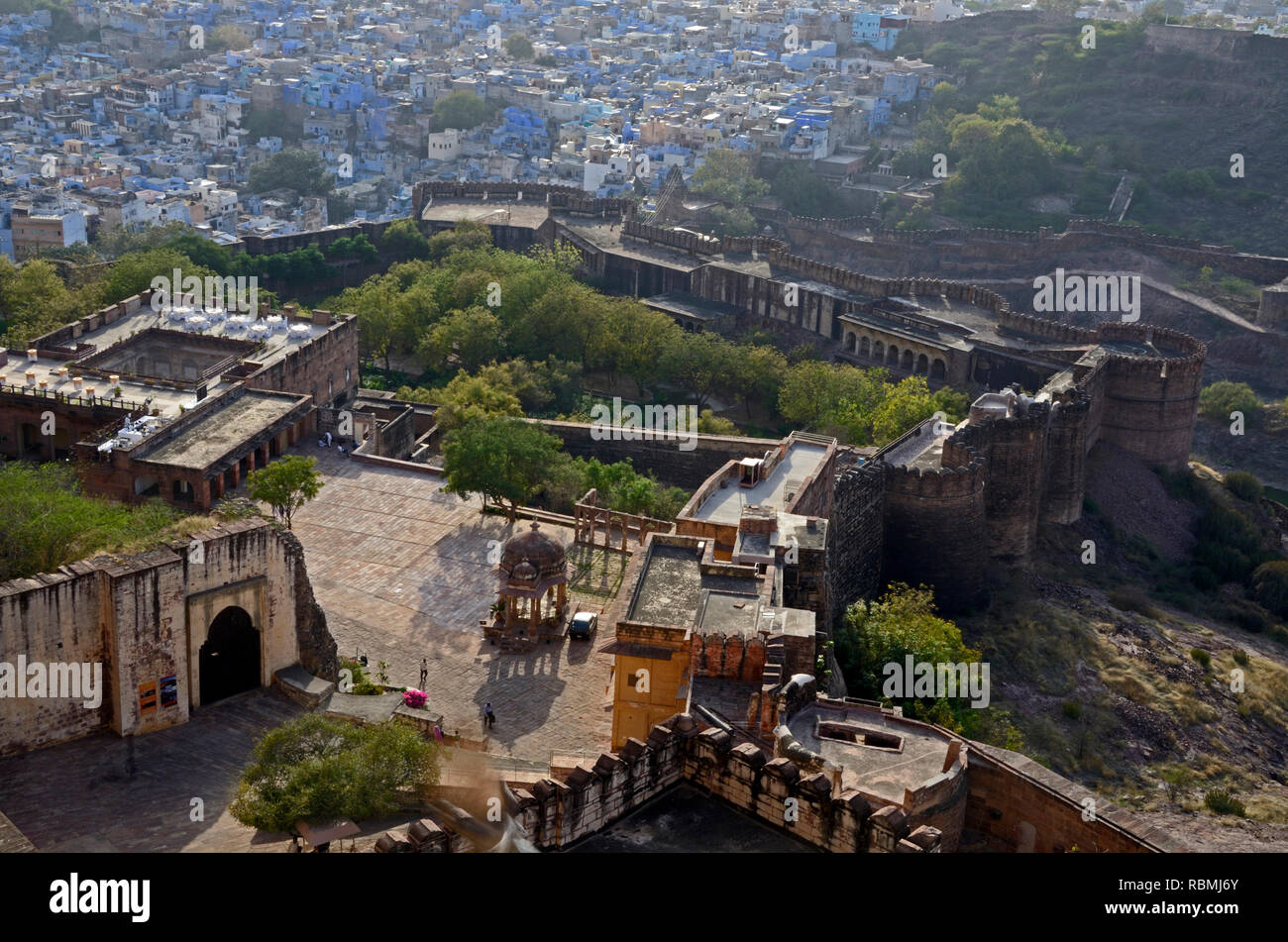 Aerial view of Mehrangarh Fort, Jodhpur, Rajasthan, India, Asia Stock ...