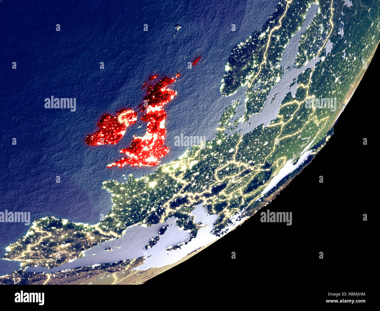 Britain with the lights on and map hi-res stock photography and images ...