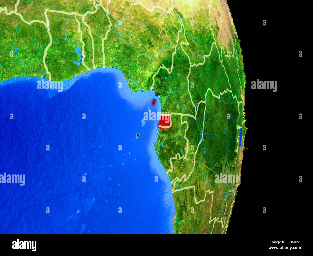 Equatorial Guinea on realistic model of planet Earth with country ...