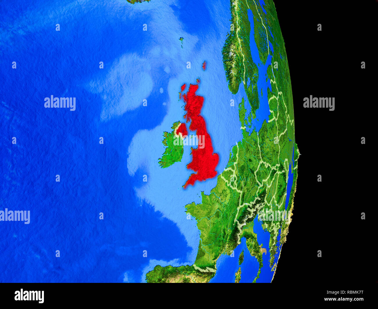 United Kingdom on realistic model of planet Earth with country borders ...