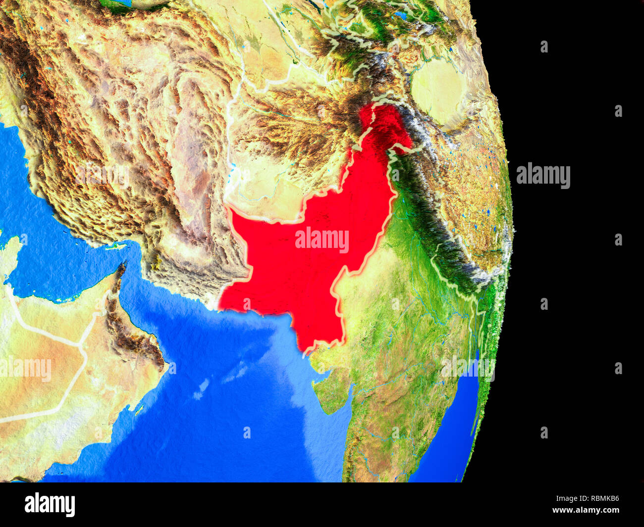 Pakistan on realistic model of planet Earth with country borders and ...