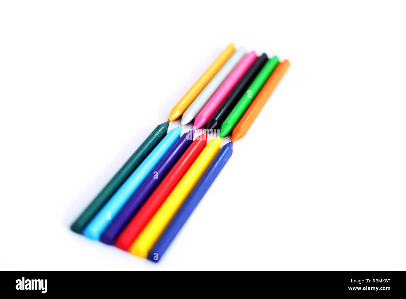 Picture of many different colored pencils. Isolated on the white ...