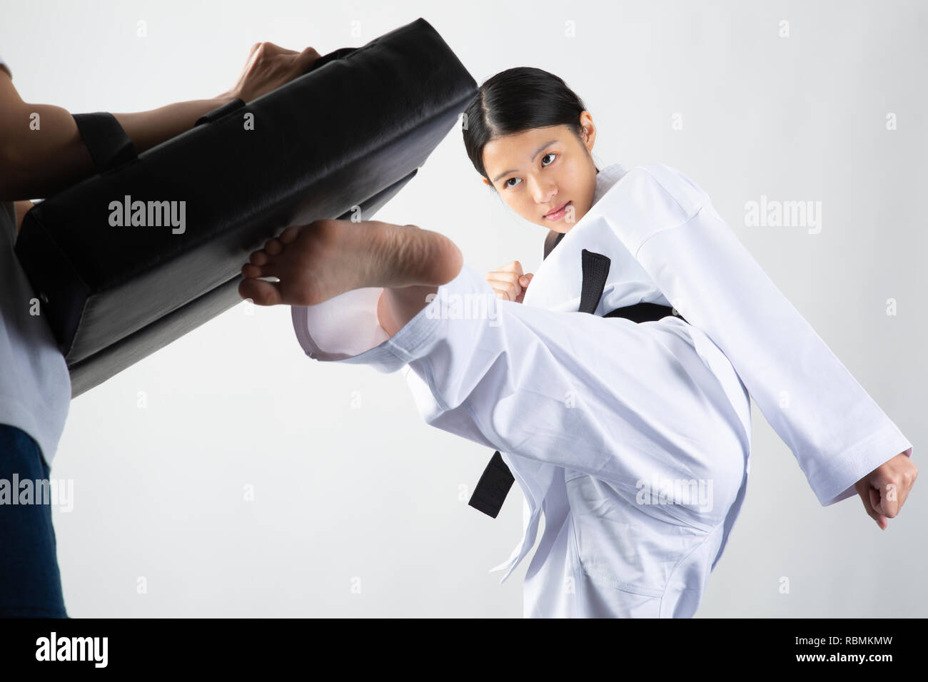 Karate woman kick hi-res stock photography and images - Alamy