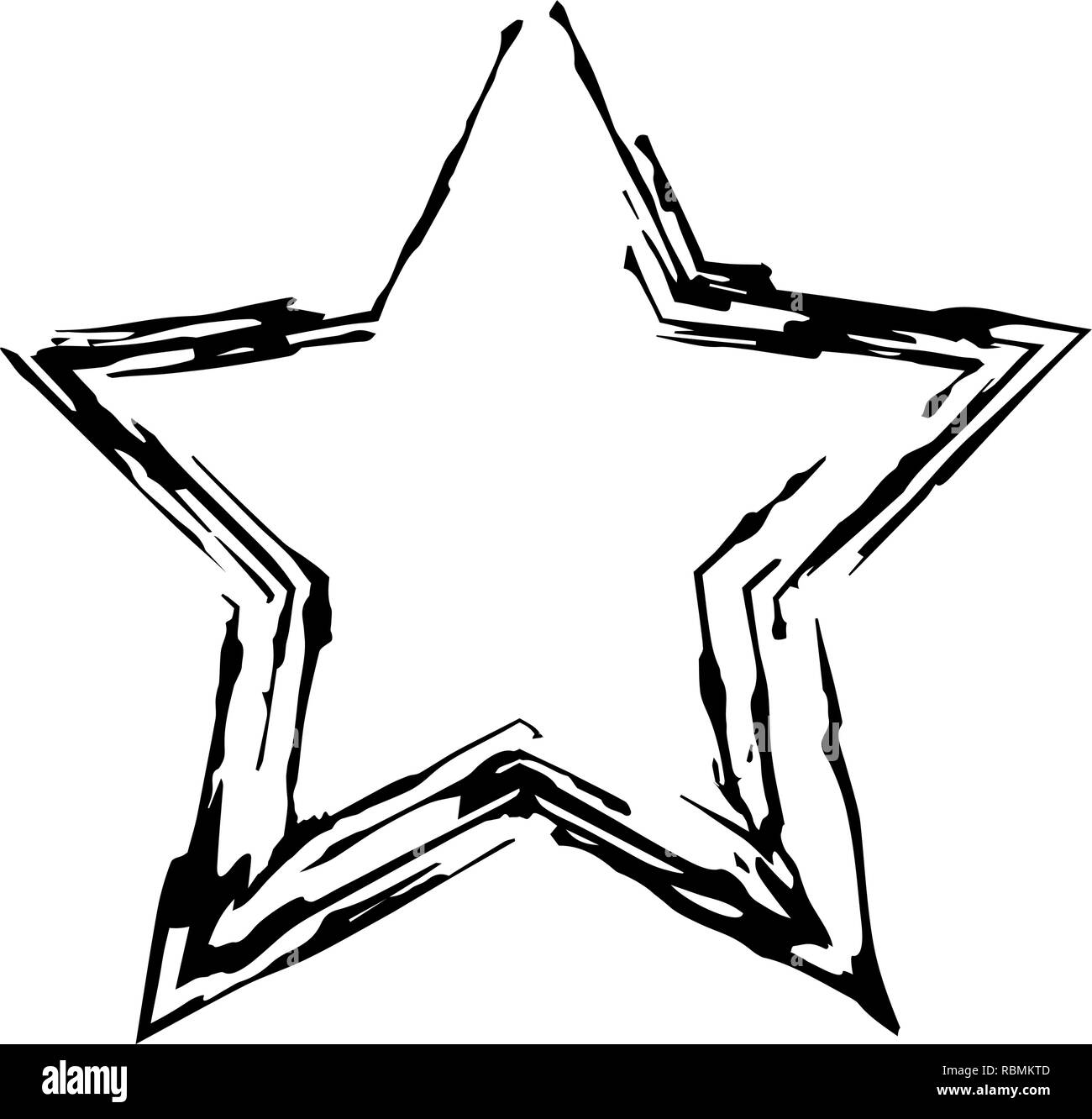 Creative vector illustration of a star isolated on white in ink ...