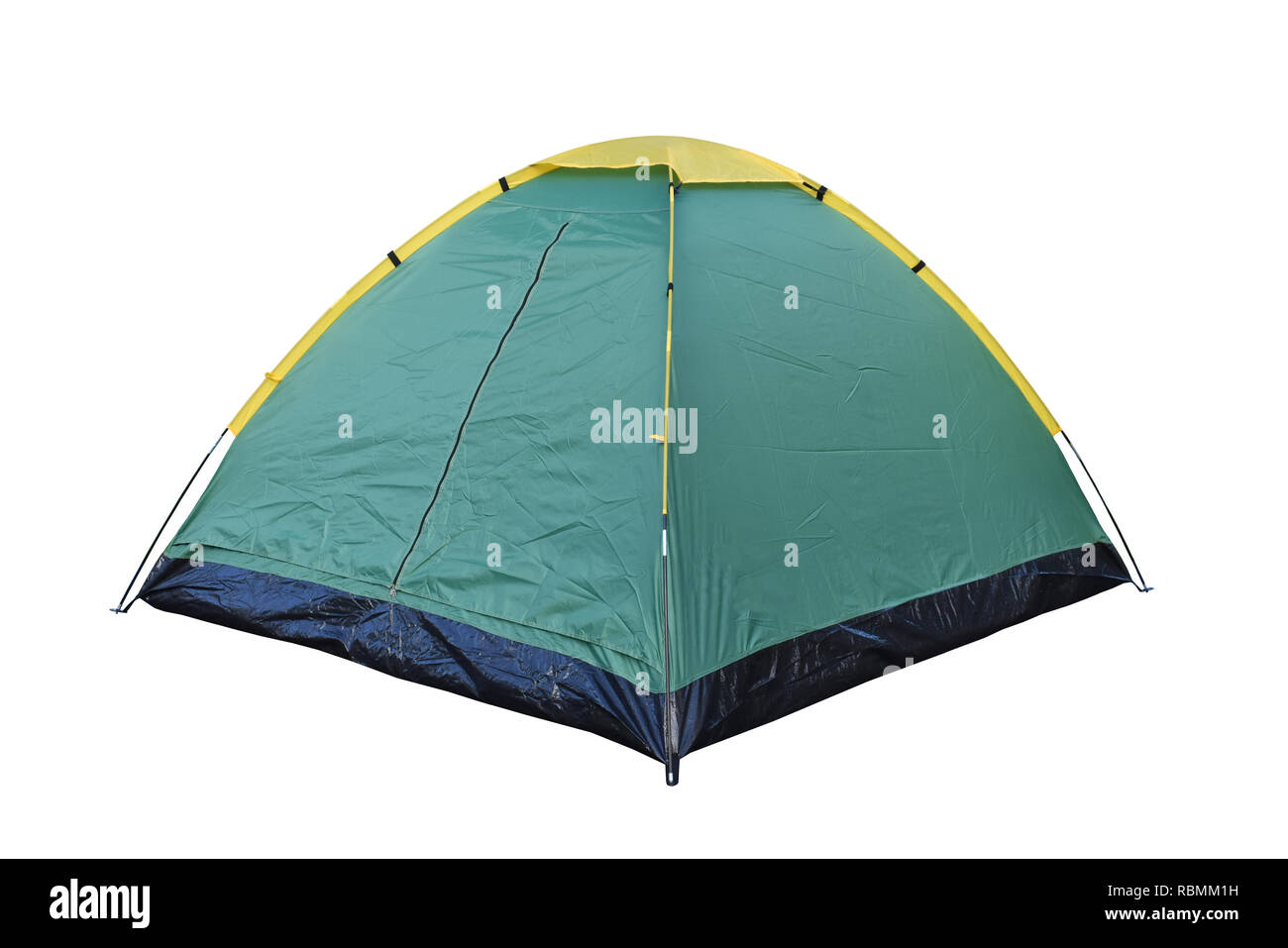Green color camping tent dicut on white background Stock Photo - Alamy
